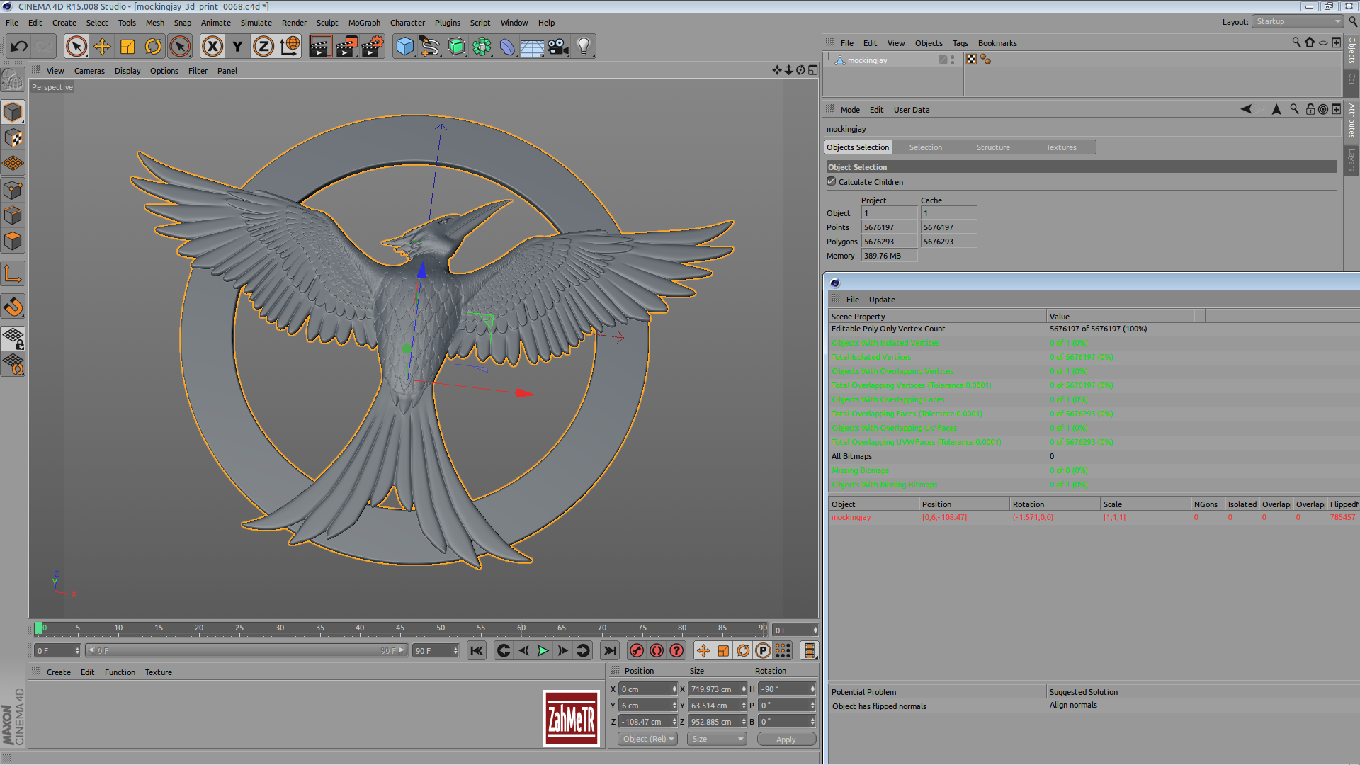 Mockingjay Bird 2 (Single Mesh 3D Model) by zahmetr | 3DOcean